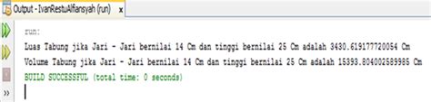 vanrestual code java untuk menghitung luas dan volume tabung