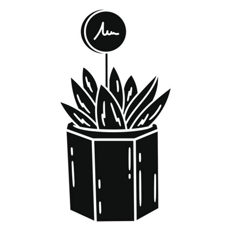 Diseño Png Y Svg De Planta Blanca Y Negra En Una Maceta Para Camisetas