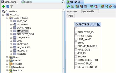 using query builder in oracle sql developer 3 0