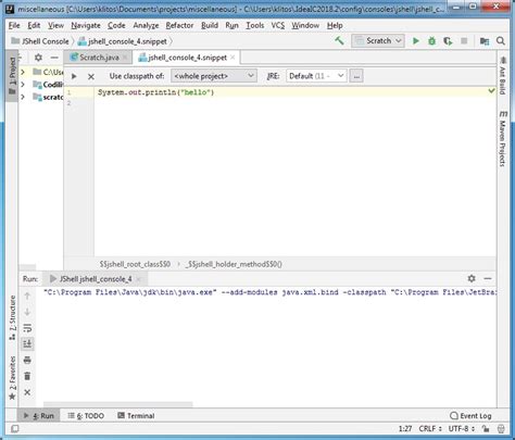 java 11 jshell inside intellij idea code world