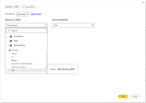 power bi custom urls in table visualisations