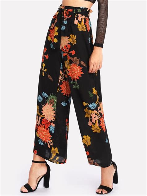 Loose Trousers Wide Leg Cropped Pants Wide Leg Trousers Floral