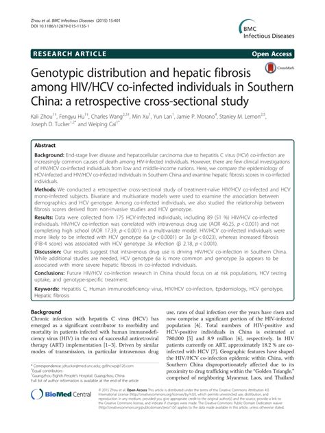 Pdf Genotypic Distribution And Hepatic Fibrosis Among Hiv Hcv Co