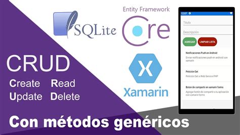 crud a base de datos sqlite con métodos genéricos usando entity