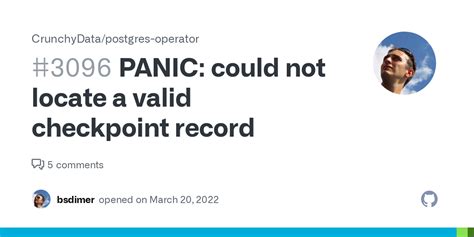 panic could not locate a valid checkpoint record · issue 3096