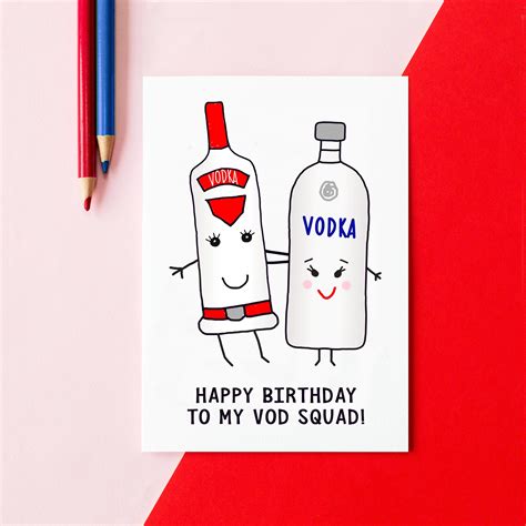 Vod Squad Birthday Card For Friend Vodka Birthday Card Bff Best