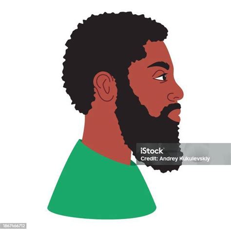 Side View Of A Darkskinned Man African Man Portrait Vector Illustration