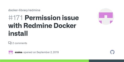permission issue with redmine docker install · issue 171 · docker