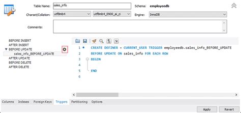 mysql before update trigger javatpoint