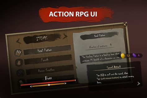 action rpg gui 2d gui unity asset store