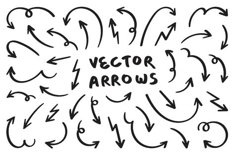 Conjunto De Flechas Dibujadas A Mano Vector Premium