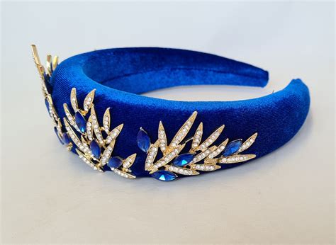 Royal Blue Headband Crystal Rhinestone Gemstone Embellishment Etsy