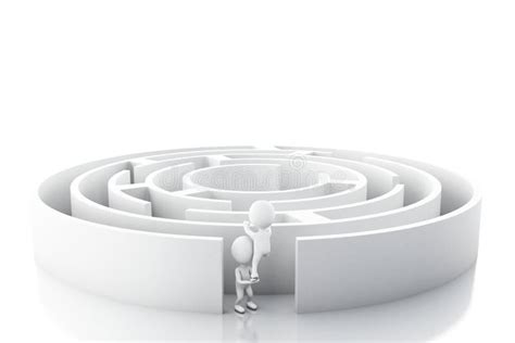 3d Witte Bedrijfsmensen Met Een Labyrint Stock Illustratie