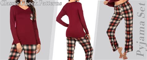 Ekouaer Damen Schlafanzug Lang Pyjama Set Langarm Nachtwäsche