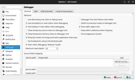 c how to see variable values in locals and expressions of qt
