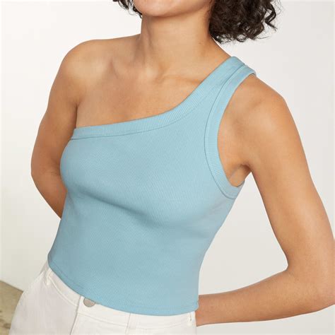 The Ribbed One Shoulder Tank Ice Blue Everlane