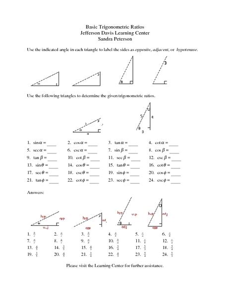 Basic Trigonometric Ratios Lesson Plan For 11th 12th Grade Lesson