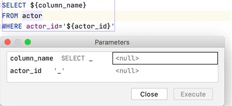 user parameters—datagrip