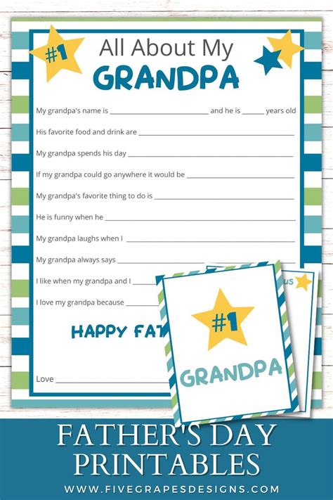 Fathers Day T All About My Grandpa Printable Fathers Day Card