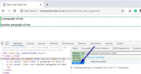 selenium locators practice absolute css selectors in