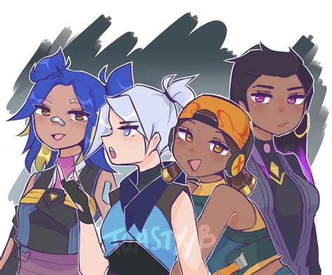 Female Duelists 🥺💛💙🧡💜 Neonvalorant Jettvalorant Razevalorant