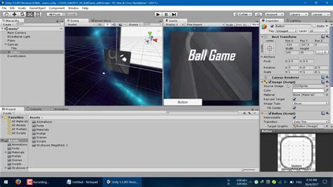 cs443 unity section ballgame p2 creating menus and buttons youtube