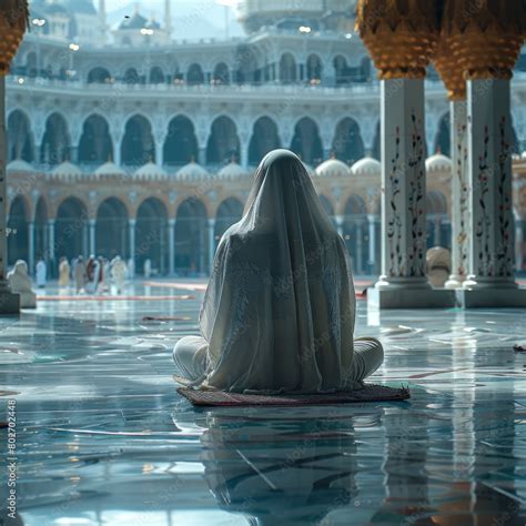 Islamic Men Wearing Ihram Perform The Hajj And Umrah In Mecca Medina