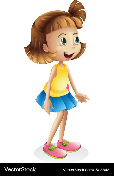 A Young Girl With A Blue Skirt Royalty Free Vector Image