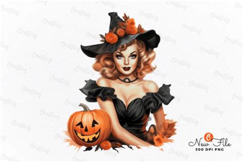 Vintage Pin Up Halloween Girl Clipart Graphic By Crafticy · Creative