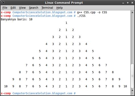 computer science solutioncss membuat program piramida bilangan