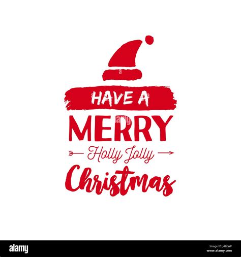 Merry Christmas Santa Hat Text Quote Calligraphy Lettering Design For