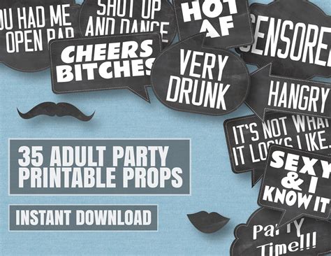 Printable Adult Photo Booth Props Suitable For Adults Fun Chalkboard