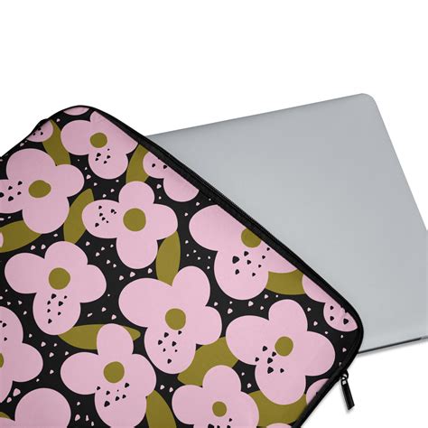 Retro Pink Flowers Pattern Laptop Sleeve — Hypesheriff Us