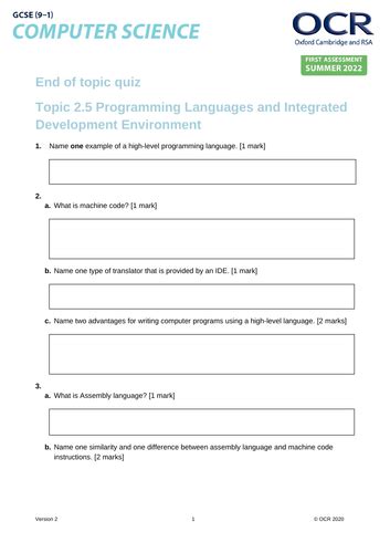 j277 ocr gcse computer science 2 5 programming languages and ide s