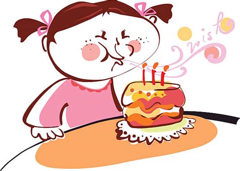 180 Girl Blowing Out Candles Birthday Stock Illustrations Royalty