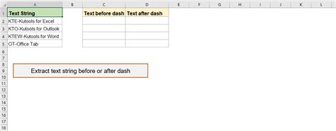 how to extract text before or after dash from cells in excel