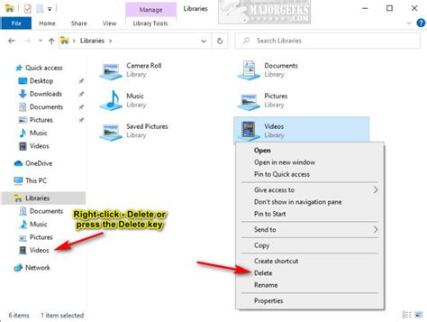 removing a library only removes the libraries shortcut not the folder