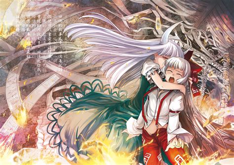 Fujiwara No Mokou Kamishirasawa Keine And Ex Keine Touhou Drawn By