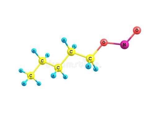 Amyl Nitrite Molecular Structure Isolated On White Stock Illustration