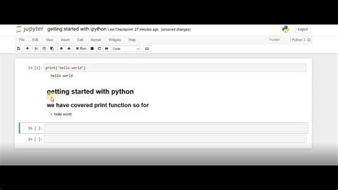jupyter notebook introduction started with python print function and