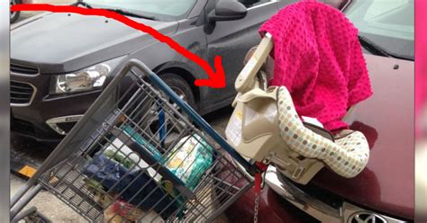mom s warning on putting car seats in the shopping cart