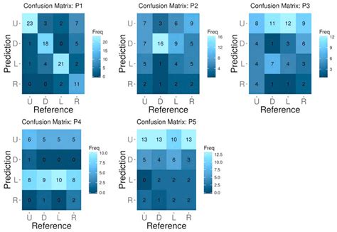 confusion matrices for measuring decoding performance using the
