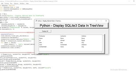 how to display sqlite3 data in treeview in python