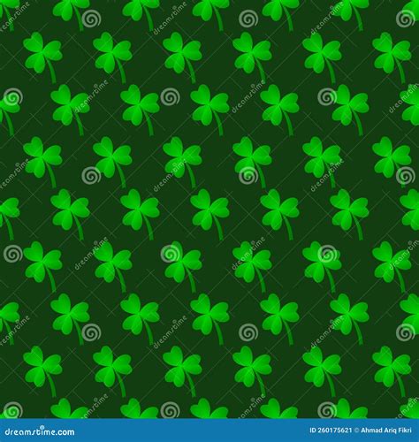 Green Clover Leaves Seamless Pattern Minimal Vector Background Clover