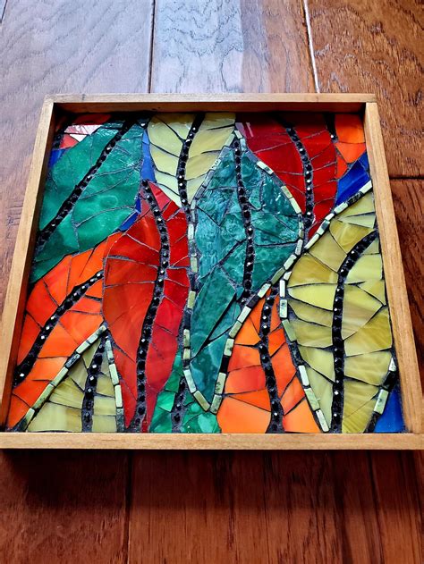 Stained Glass Mosaic Autumn Leaf Etsy