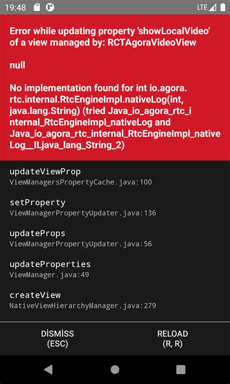 error while updating property showlocalvideo of a view managed by