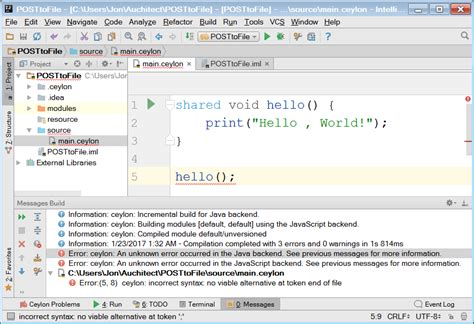 ceylon compiling code from within intellij stack overflow