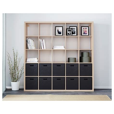 Kallax Cube Storage Unit White Stained Oak Effect 182x182 Cm Ikea