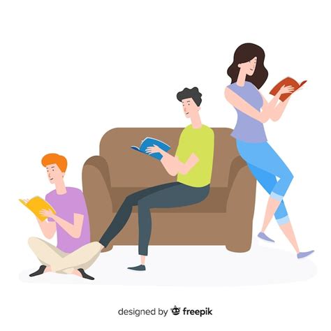 Les Jeunes Passent Leur Temps à Lire Vecteur Gratuite