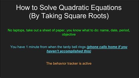 Solving Quadratics Using The Square Root Method Youtube